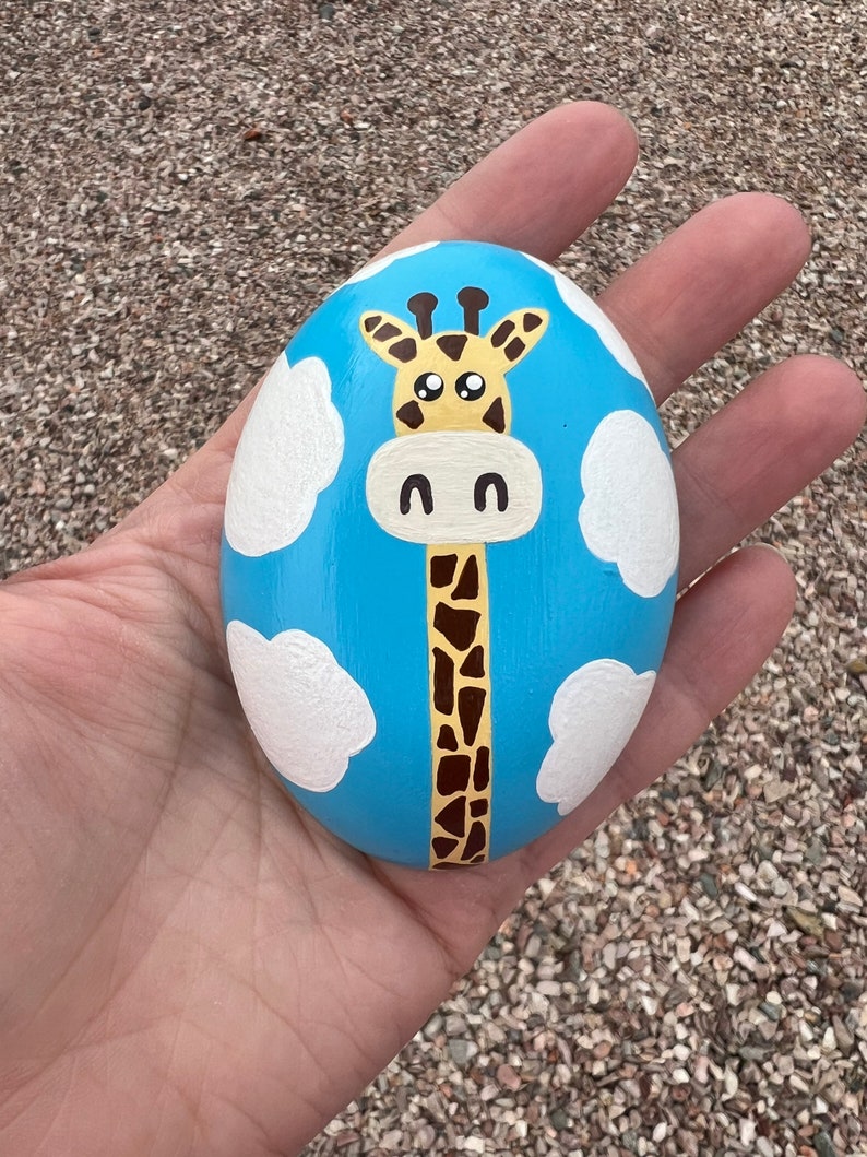 Giraffe Painted Rock Garden Gift Giraffe Lover Friend - Etsy