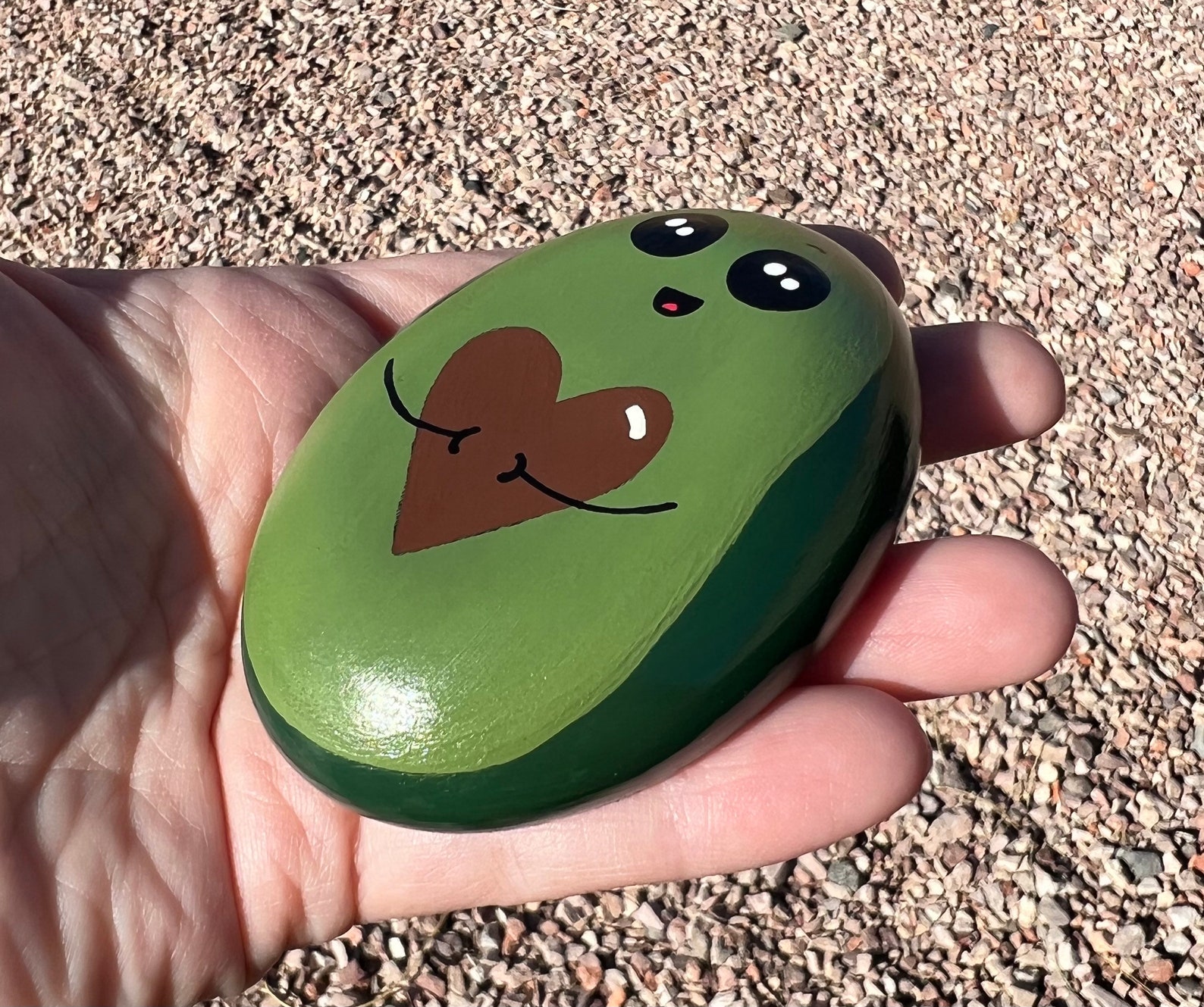 Avocado Heart Painted Rock Avocado Lover Garden Decoration - Etsy