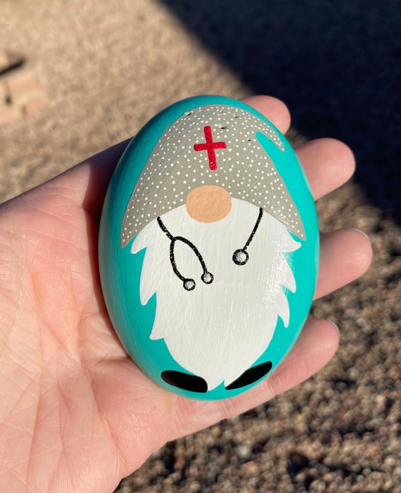 Doctor/nurse Gnome Painted Rock Nurse Appreciation Doctor - Etsy