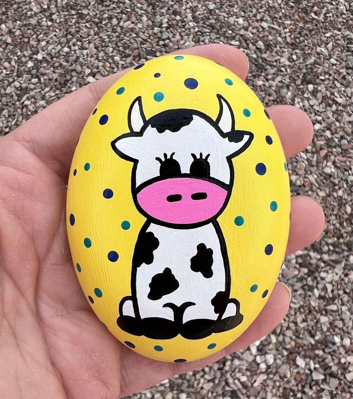 Cow Painted Rock Garden Decor Rocks Animal Lover Friend - Etsy