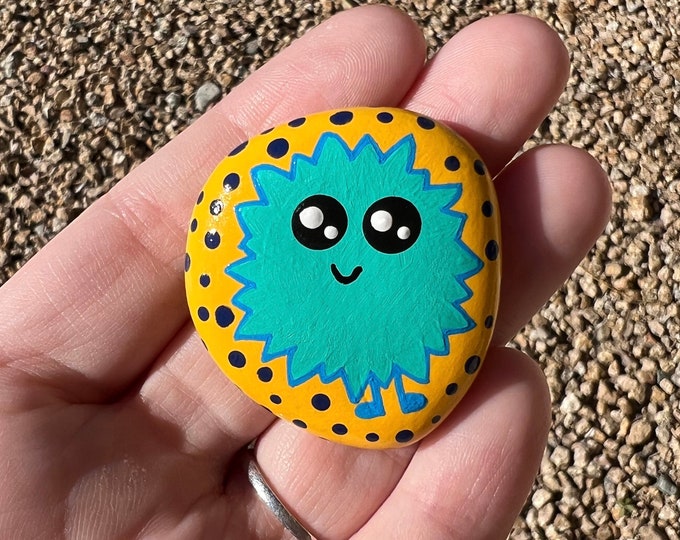 Pocket Pal Painted Rock | Happy Monster Rock, Gifts for Kids, Anxiety ...
