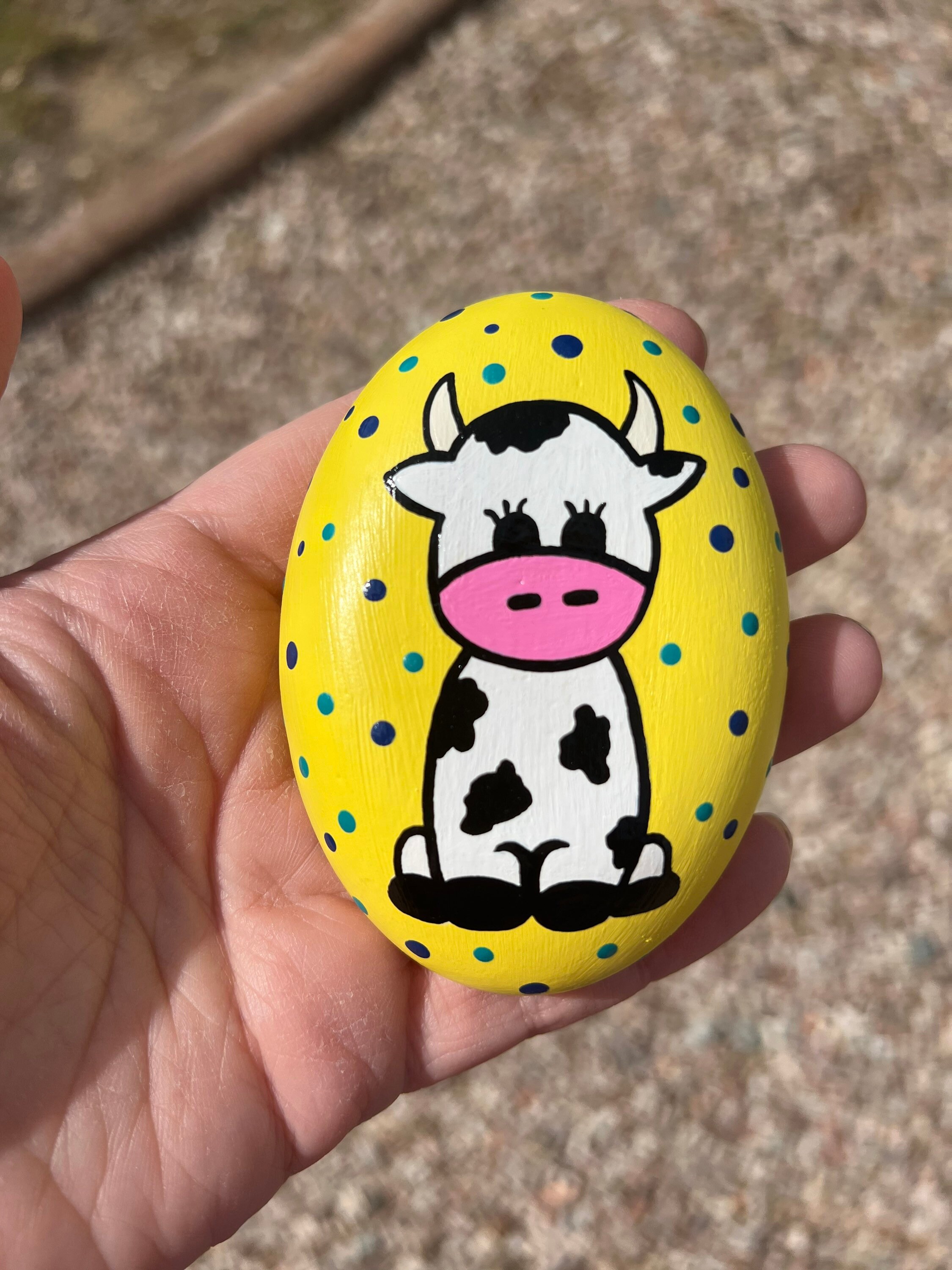 Cow Painted Rock Garden Decor Rocks Animal Lover Friend - Etsy