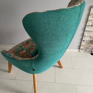Original FROVI Lounge Chair and Matching Footstool Newly Upholstered in ...