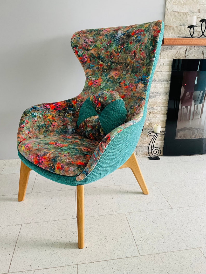 Original FROVI Lounge Chair and Matching Footstool Newly Upholstered in ...