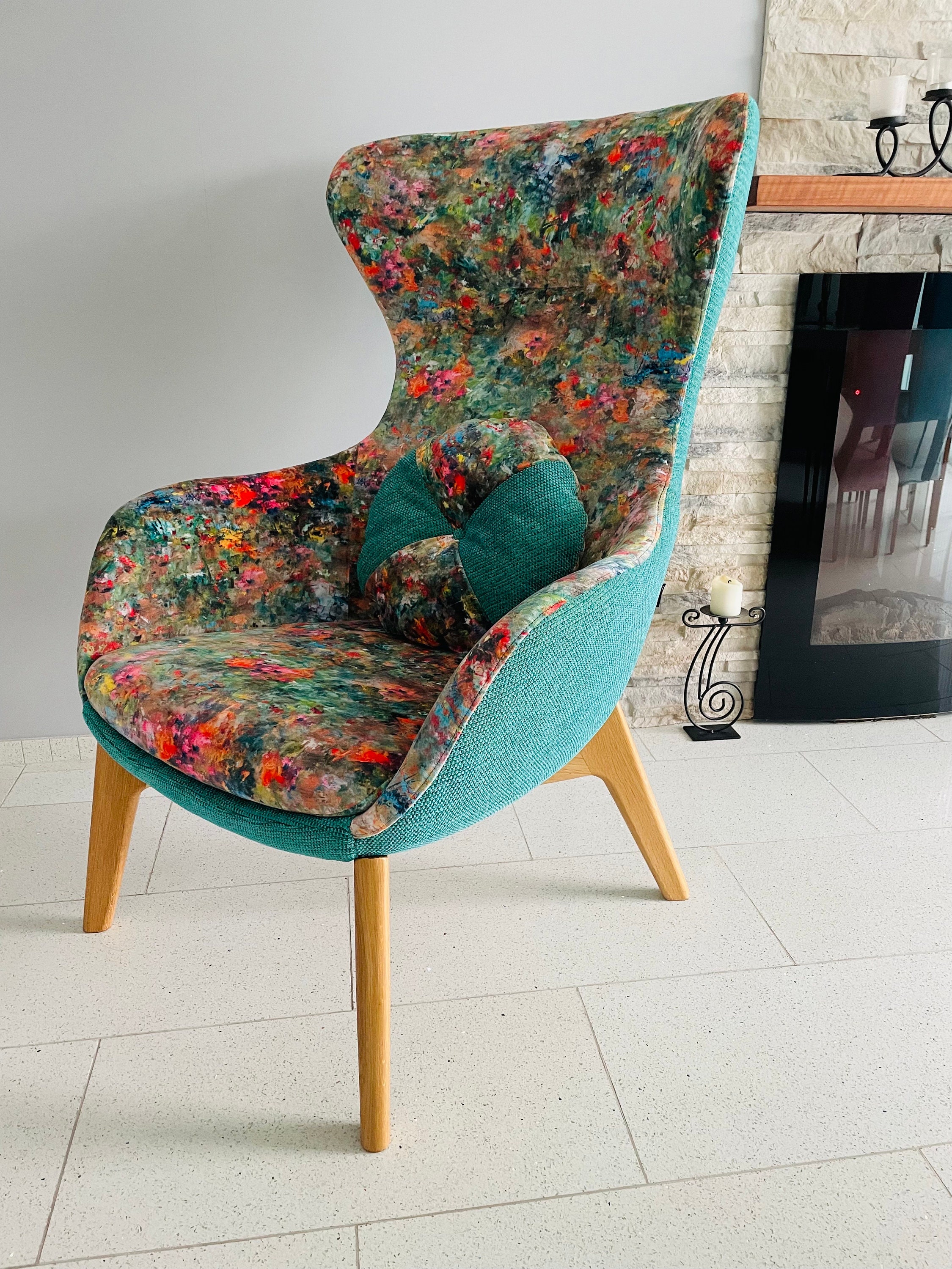 Original FROVI Lounge Chair and Matching Footstool Newly Upholstered in ...