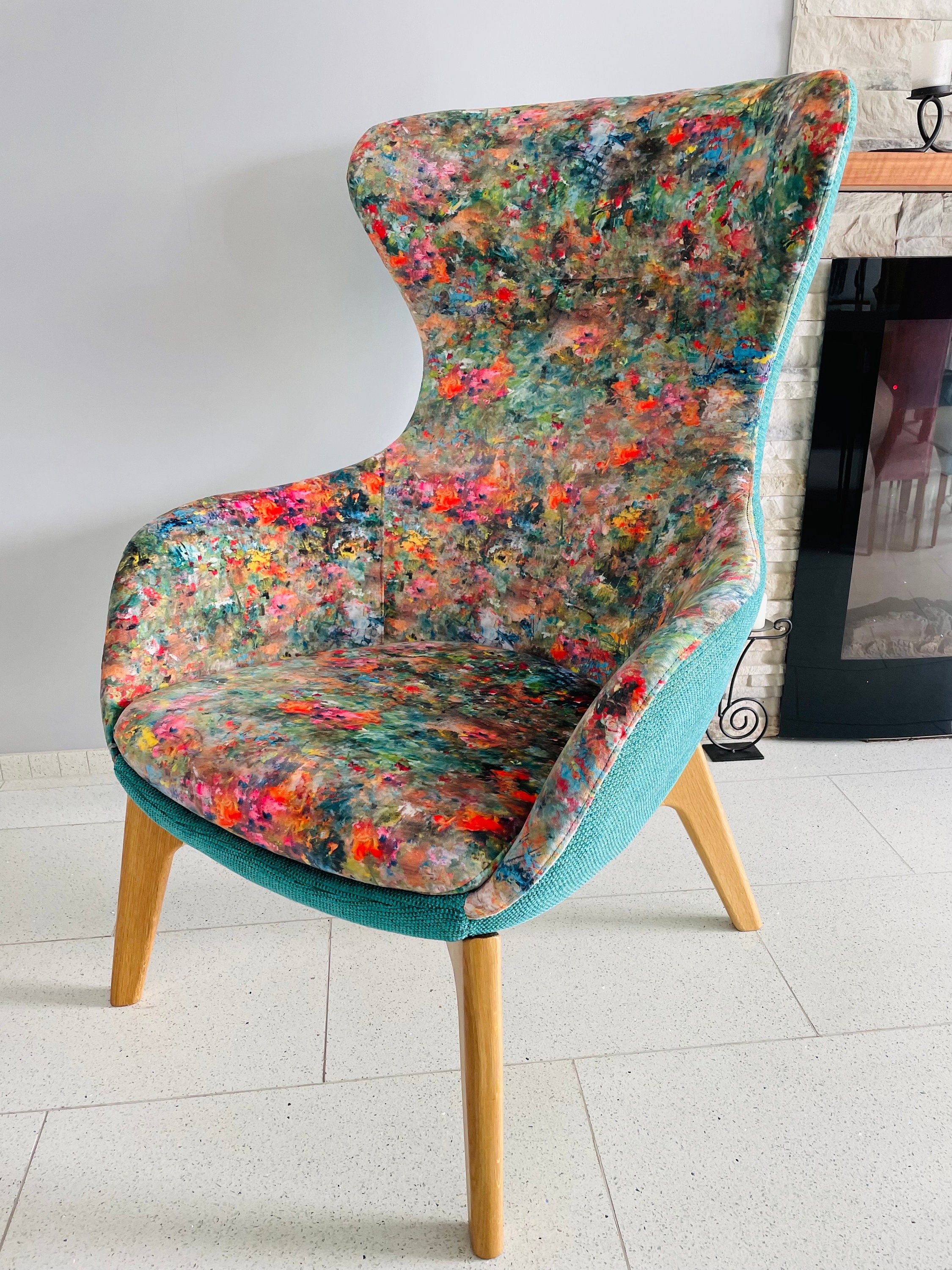 Original FROVI Lounge Chair and Matching Footstool Newly Upholstered in ...