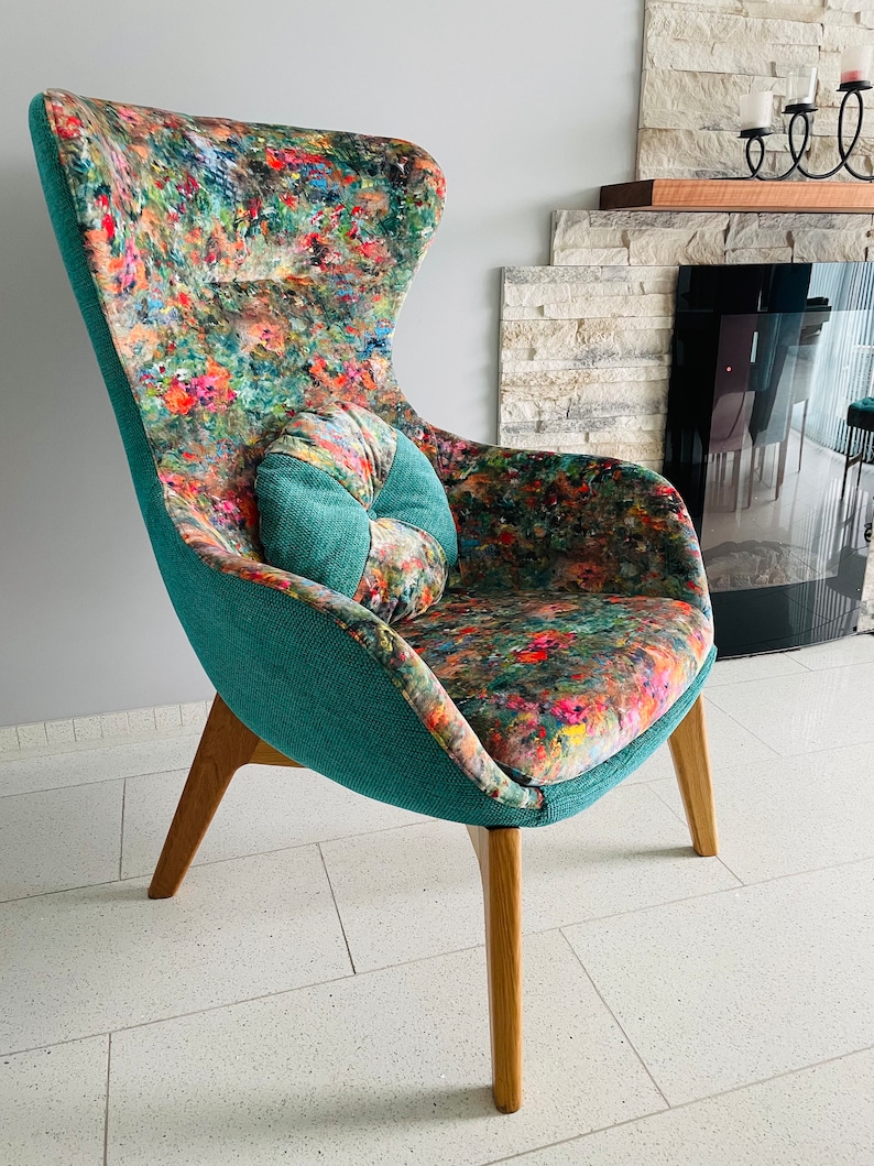 Original FROVI Lounge Chair and Matching Footstool Newly Upholstered in ...