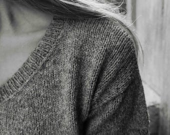 CHLOE TEE Knitting Pattern | Modified Drop Shoulder, Top-down Tee | V ...