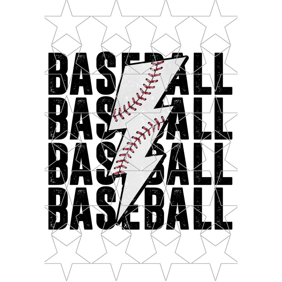 Game Day Baseball Lightning Bolt Png Sublimation PNG Baseball Retro ...