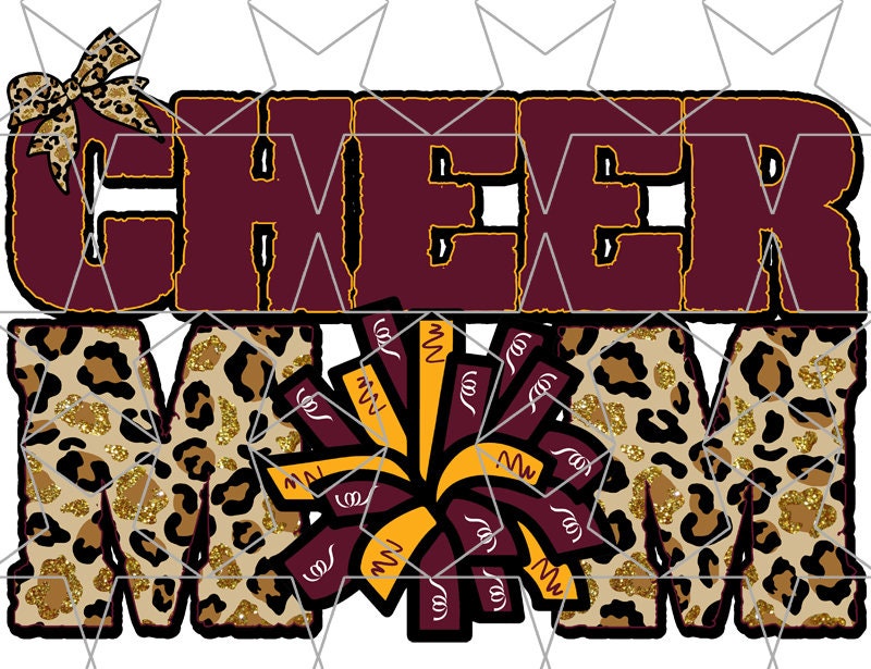 Maroon Yellow Cheer Mom PNG Cheetah Mom Png Cheerleading Png - Etsy
