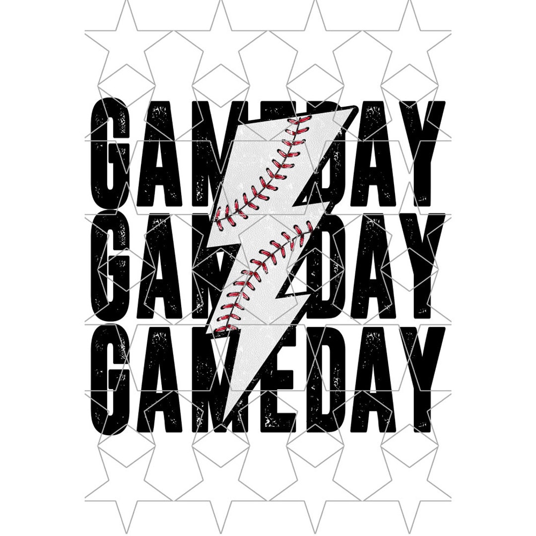 Game Day Baseball Lightning Bolt Png Sublimation PNG Baseball Retro ...