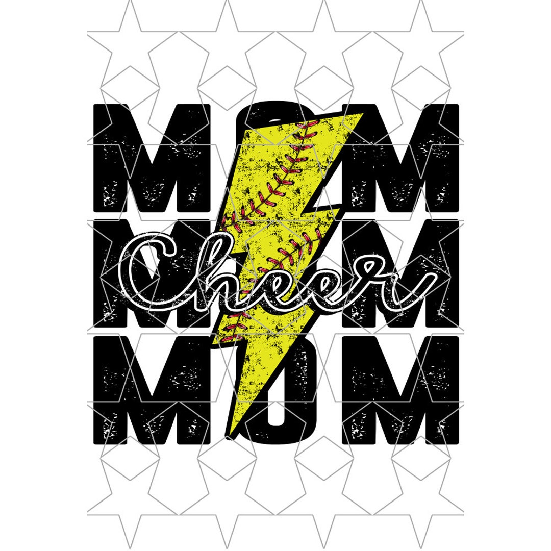 Cheer Mom Softball Lightning Bolt Png Sublimation PNG Softball Retro ...