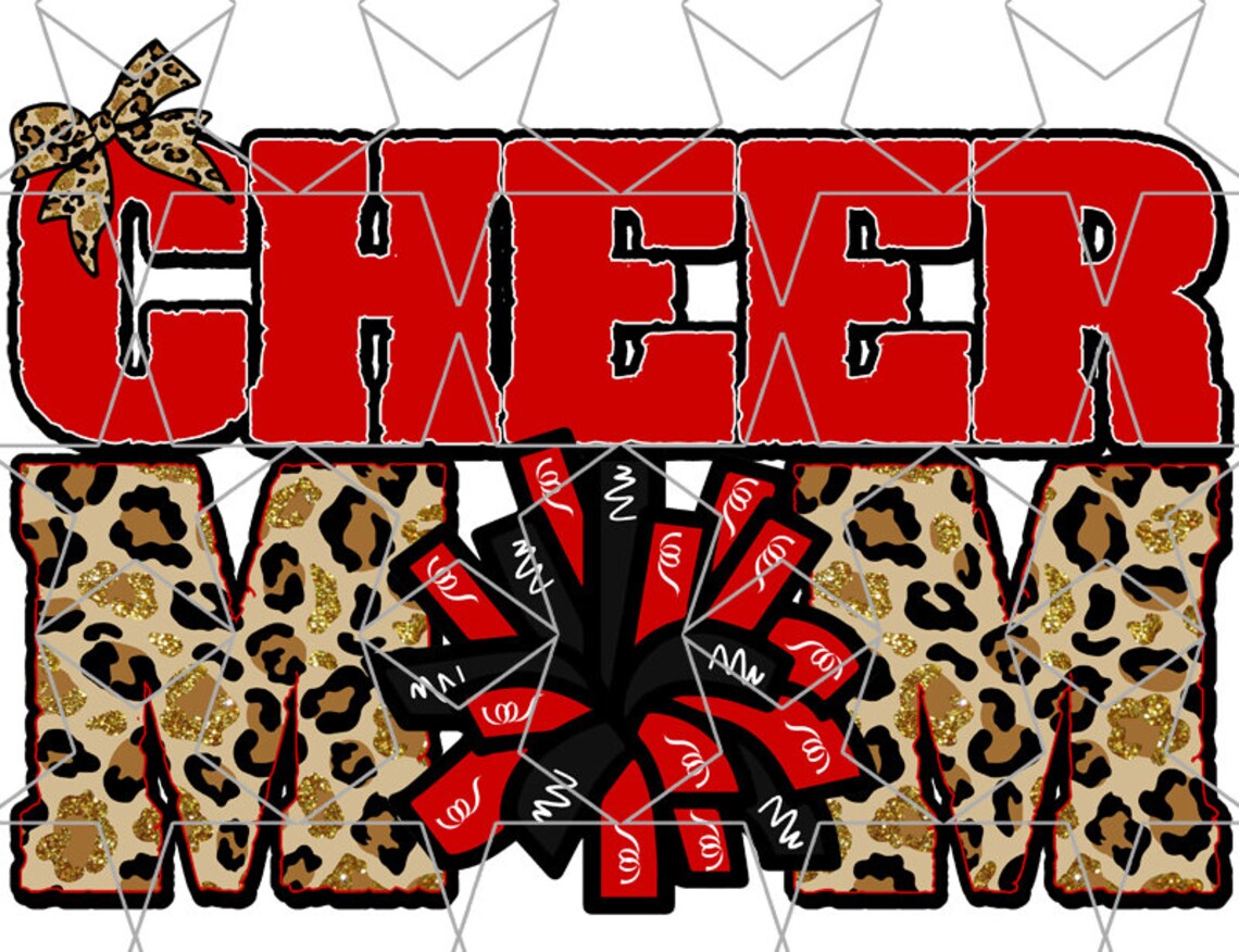 Red Black Cheer Mom PNG Cheetah Mom Png Cheerleading Png Pom - Etsy