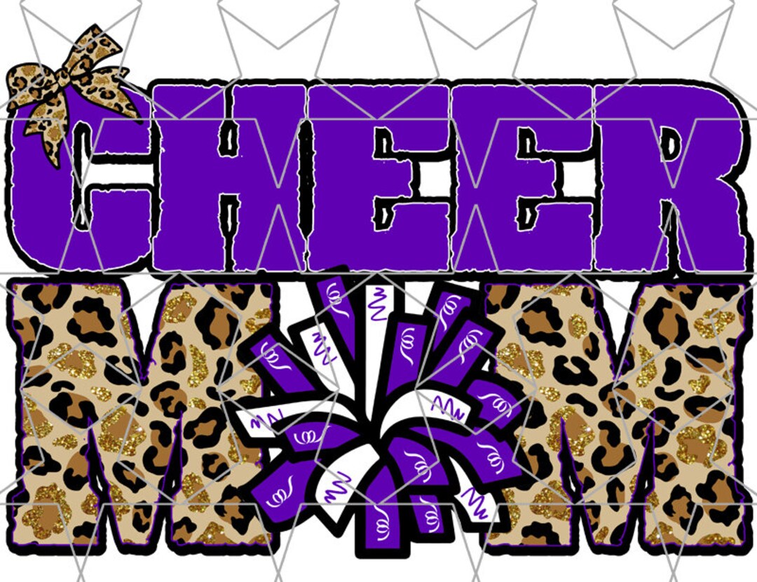 Purple Cheer Mom PNG Cheetah Mom Png Cheerleading Png Pom Pom Png Hair ...