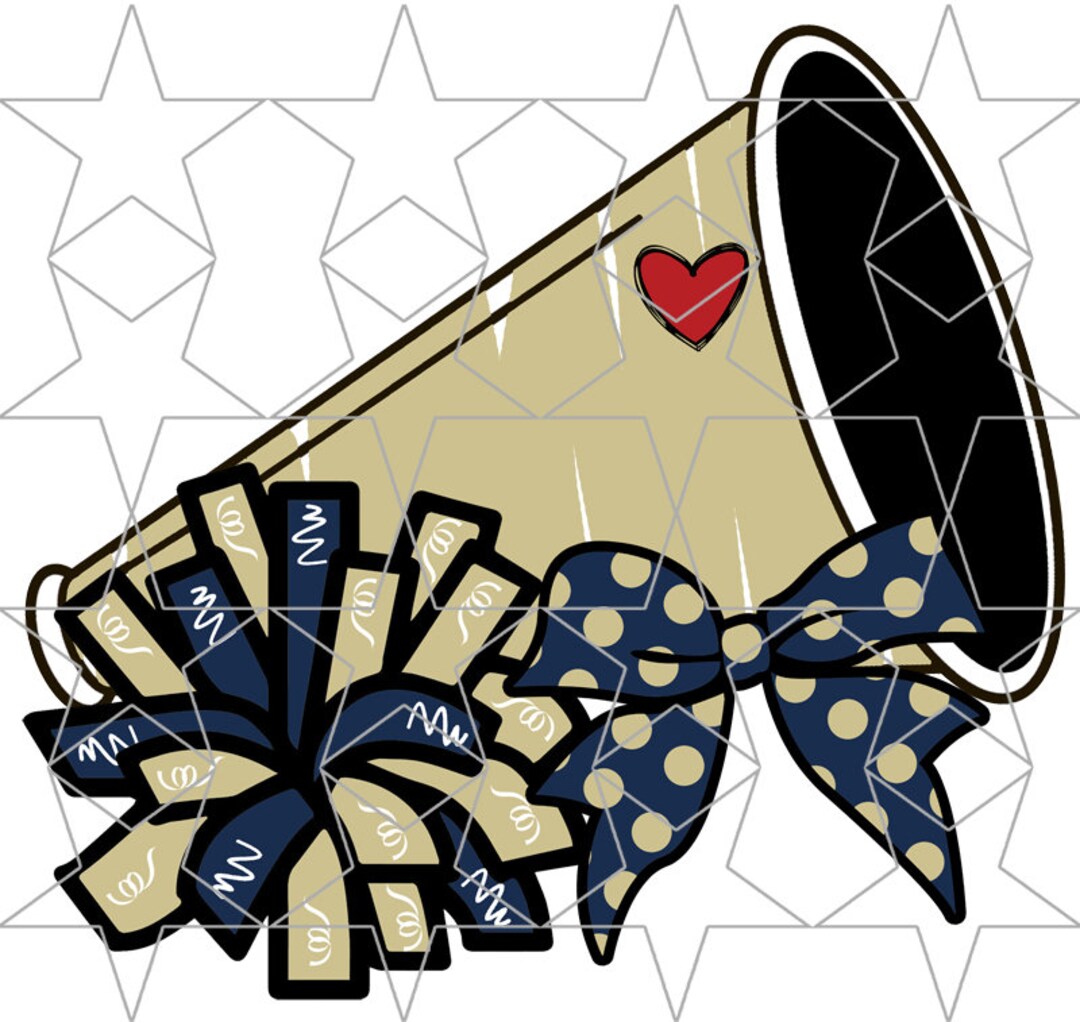 Beige Blue Cheer Megaphone PNG Cheerleading Design Png Pom Pom Png Hair ...