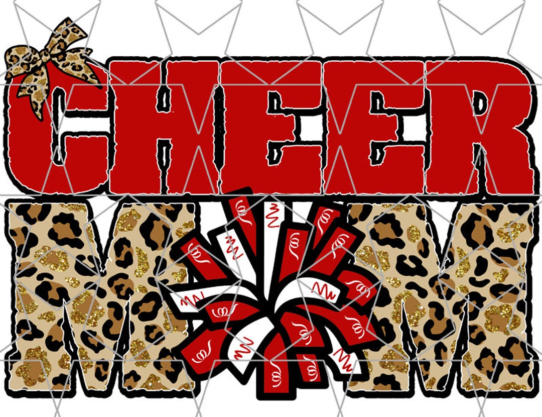 Red Cheer Mom PNG Cheetah Mom Png Cheerleading Design Png Pom Pom Png ...