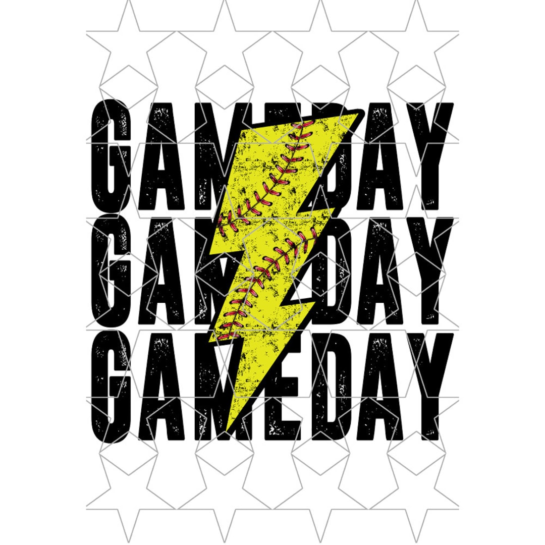 Game Day Softball Lightning Bolt Png Sublimation PNG Softball Retro ...