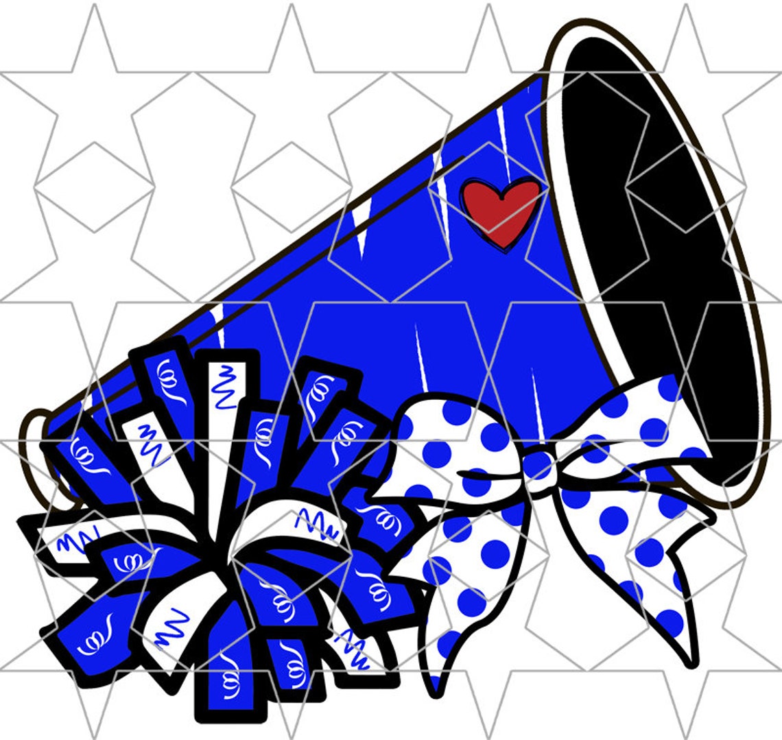Blue Cheer Megaphone PNG Cheerleading Design Png Pom Pom Png - Etsy