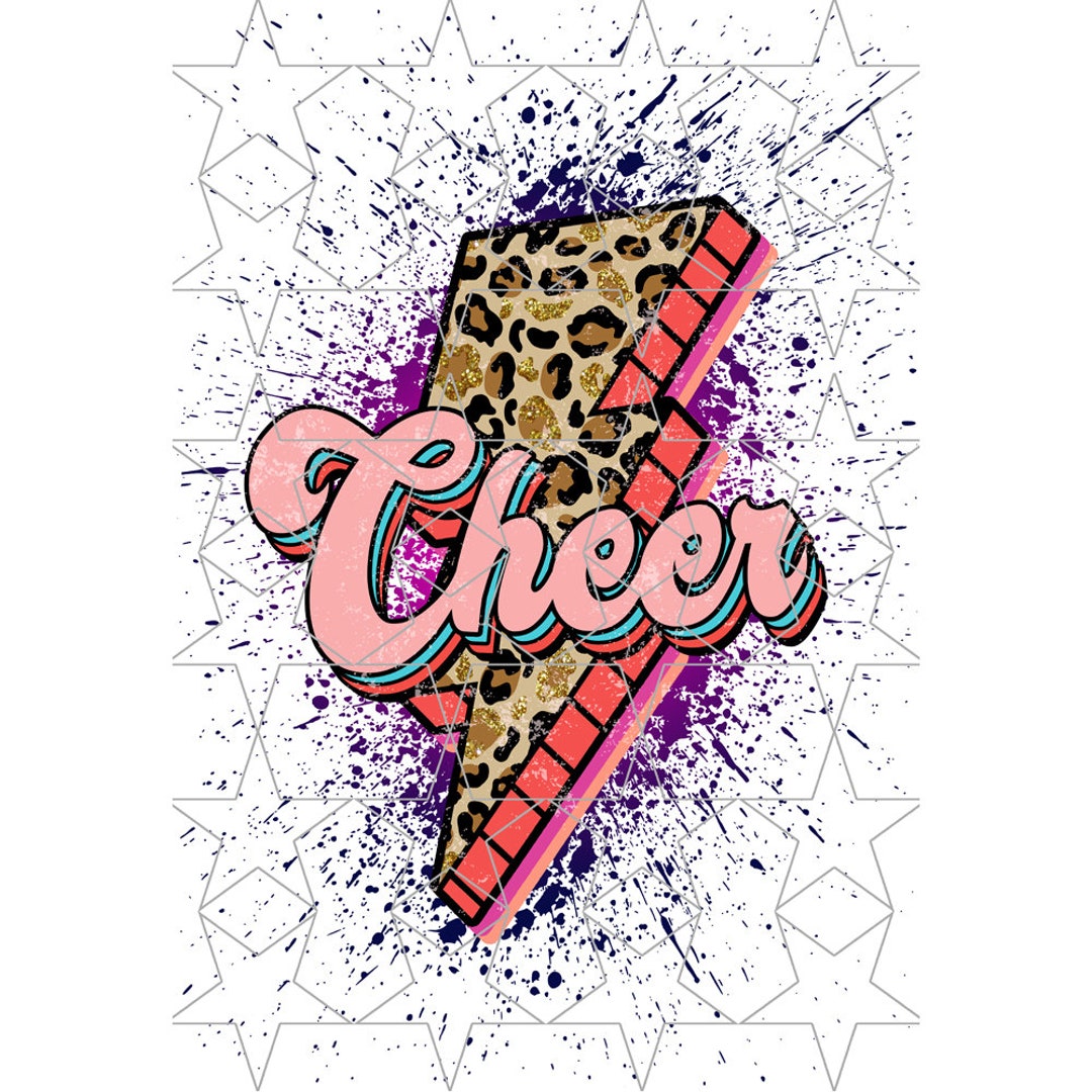 Cheer Lightning Bolt Png Cheer Leopard Bold Png Sublimation PNG Retro ...