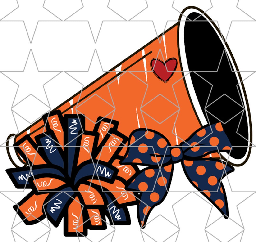 Orange Blue Cheer Megaphone PNG Cheerleading Design Png Pom Pom Png ...