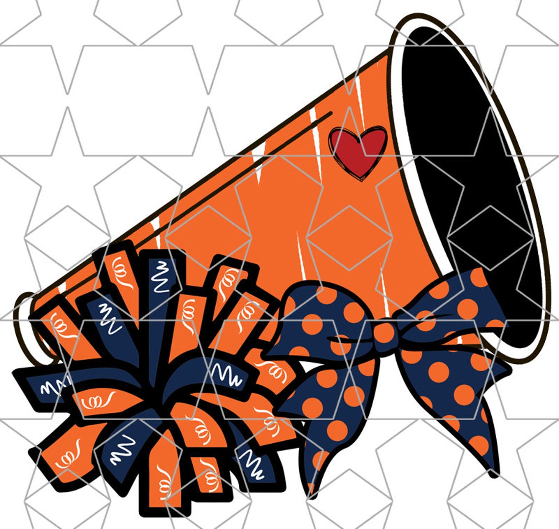 Orange Blue Cheer Megaphone PNG Cheerleading Design Png Pom - Etsy