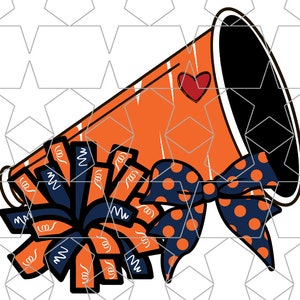 Orange Blue Cheer Megaphone PNG Cheerleading Design Png Pom - Etsy
