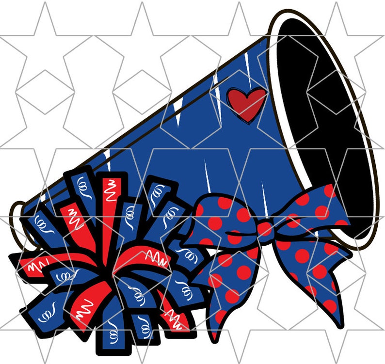 Blue Red Cheer Megaphone PNG Cheerleading Design Png Pom Pom Png Hair ...