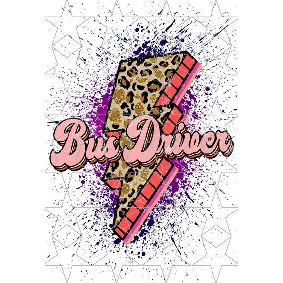Bus Driver Cheetah Lightning Bolt Png Bus Driver Leopard Bold - Etsy