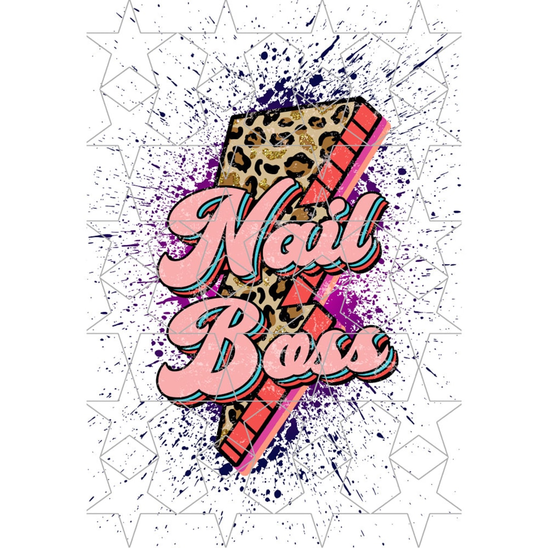 Nail Boss Lightning Bolt Png Nail Boss Leopard Bold Png Sublimation PNG ...