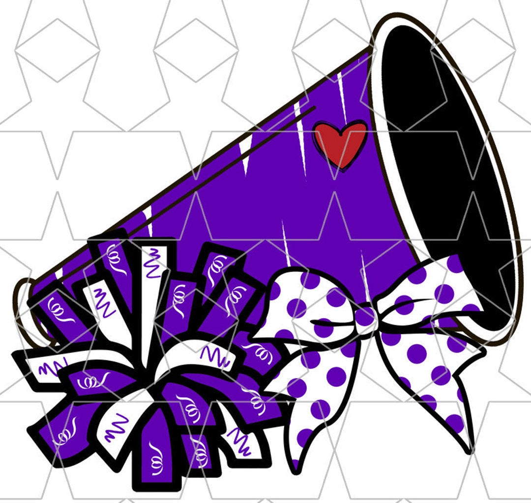 Purple Cheer Megaphone PNG Cheerleading Design Png Pom Pom Png Hair Bow ...