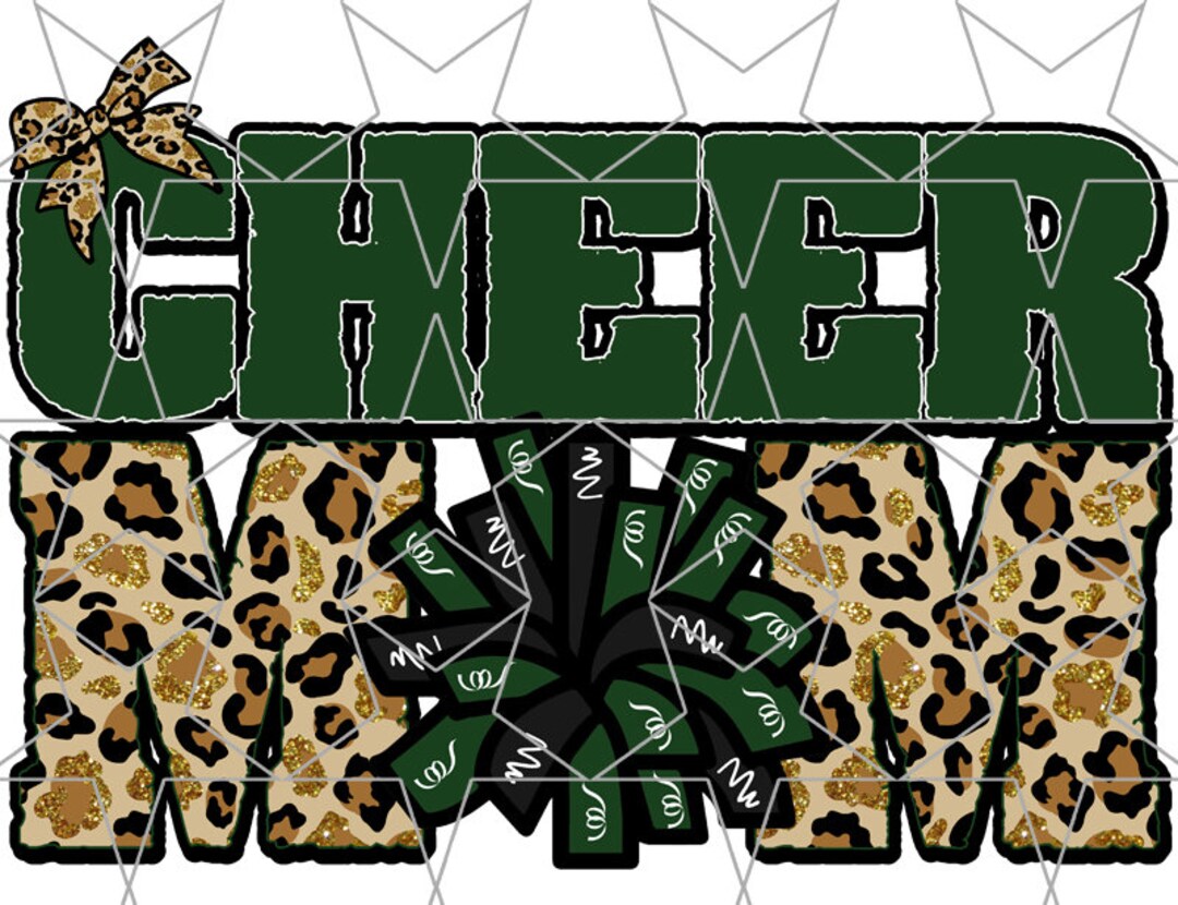 Green Black Cheer Mom PNG Cheetah Mom Png Cheerleading Png Pom Pom Png ...
