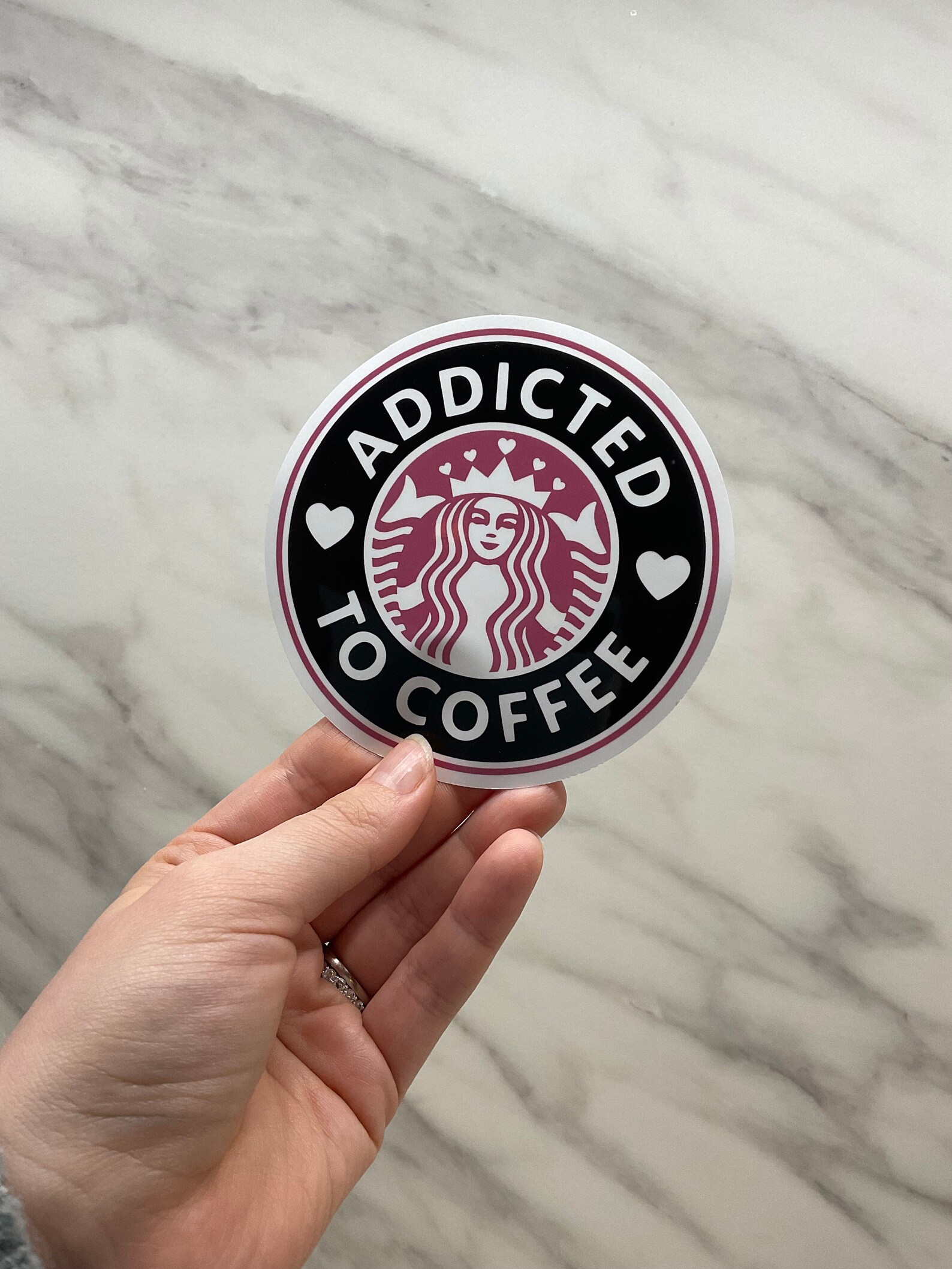 Addicted to Coffee Sticker Coffee Lover Starbucks Addict Hearts - Etsy