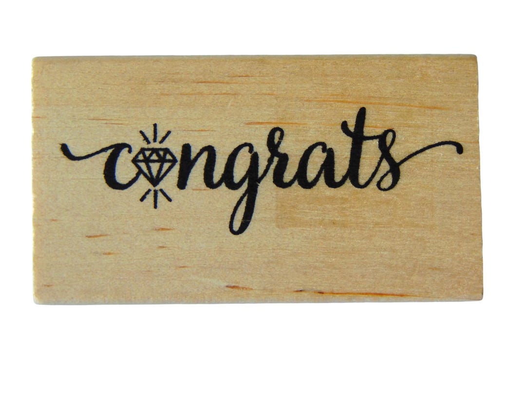 Wood Mounted Rubber Stamp, Congrats With Diamond, American Crafts, Card ...