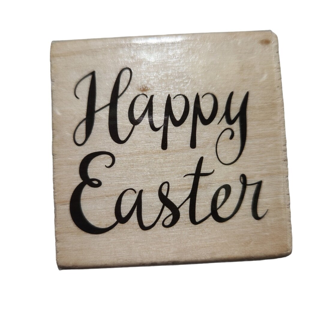 Happy Easter Wood Mounted Rubber Stamp, Craftsmart, 2 Inches by 2 ...