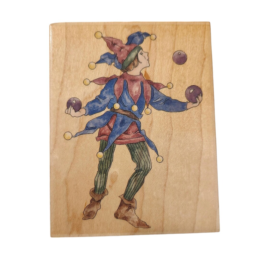 Wood Mounted Rubber Stamp, Jester, Stamps Happen, 3.50 Inches by 4.50 ...