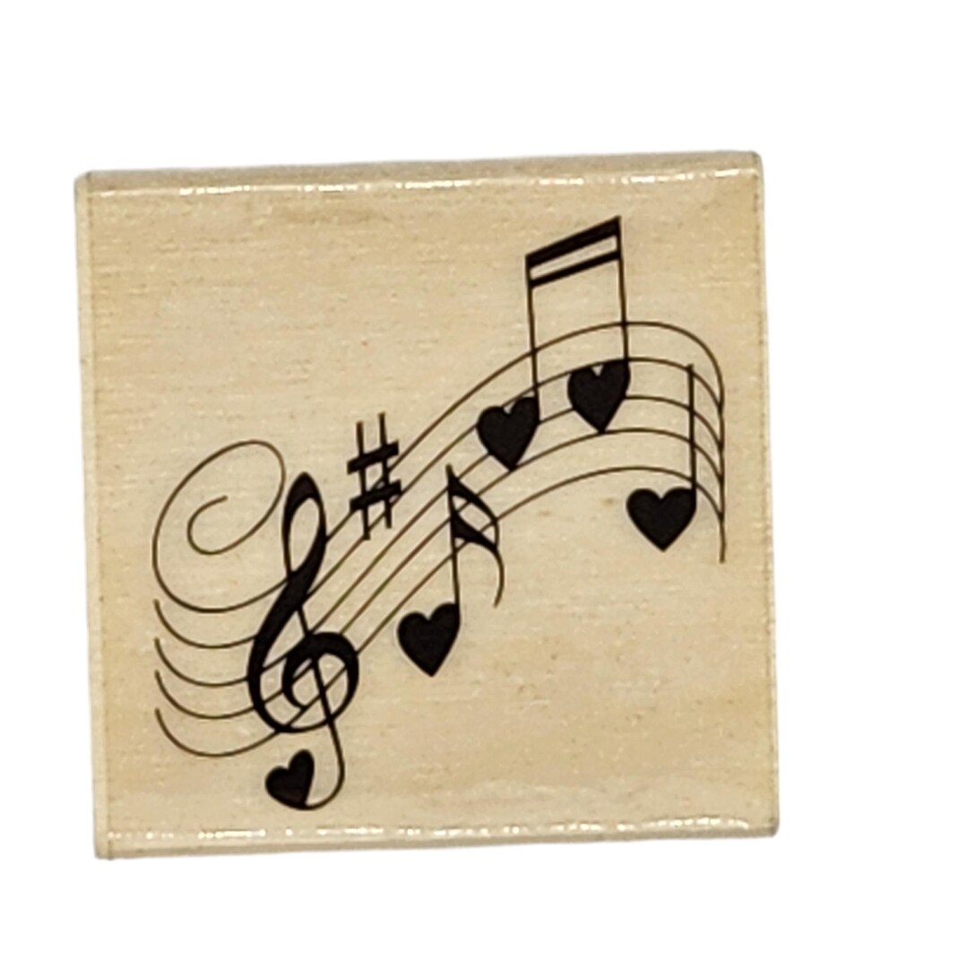 Musical Notes Wood Mounted Rubber Stamp, Card Making, Scrapbooking ...