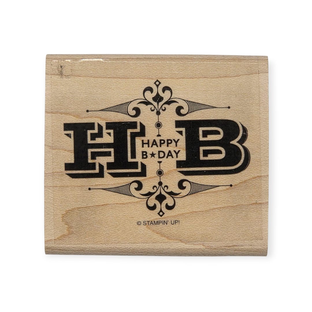 Stampin' up HB Happy Birthday Scroll Wood Mounted Rubber Stamp, 2.25 ...
