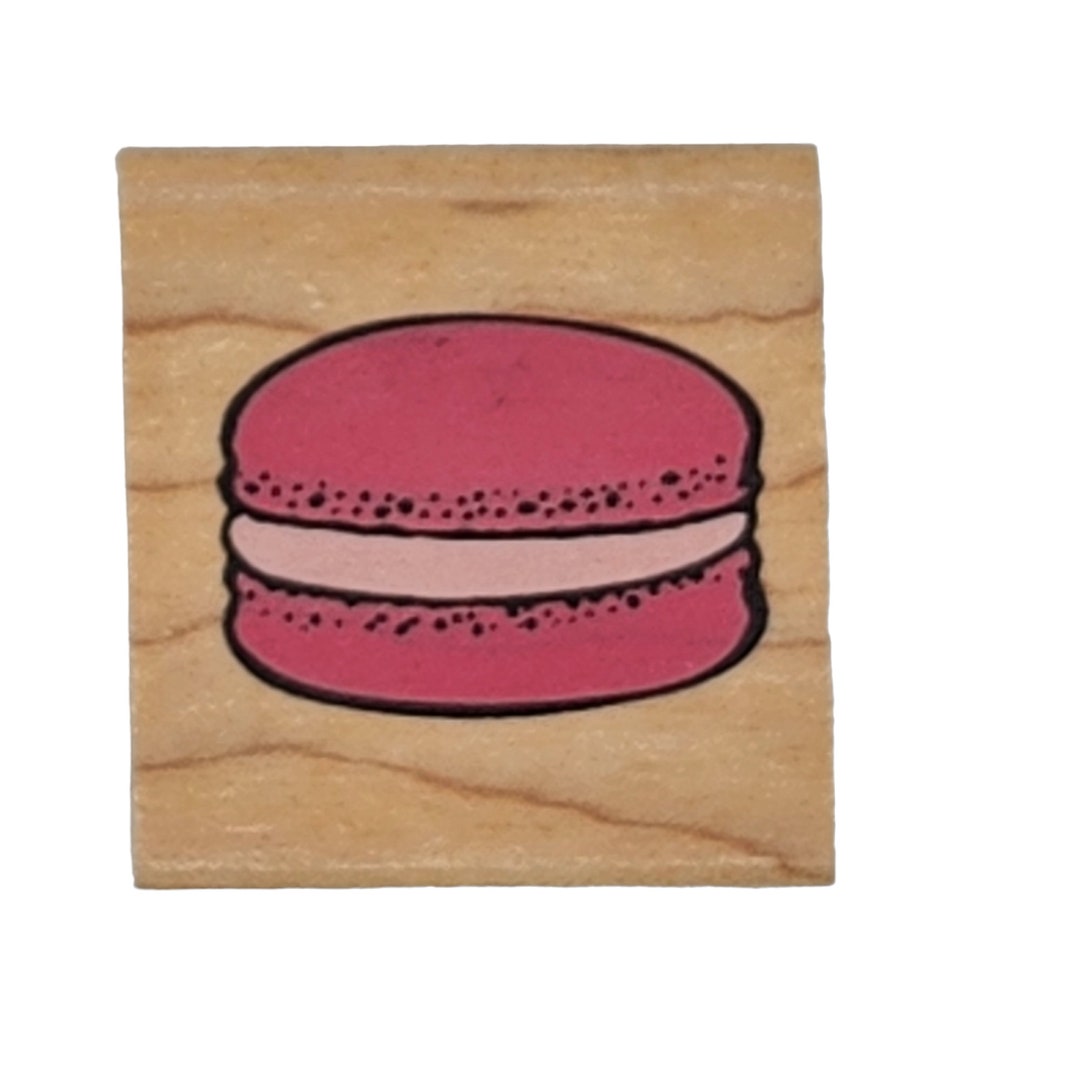 Stampabilities 1.75 Inch Wood Mounted Rubber Stamp, Fun Macaron Design ...