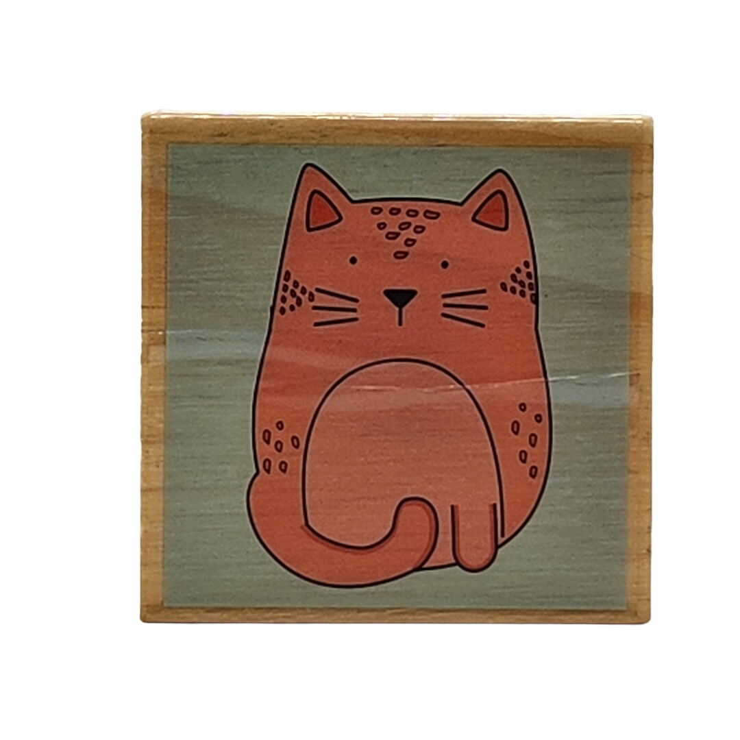 Craftsmart Orange Tabby Cat Wood Mounted Rubber Stamp, 2.5 X 2.5 Inches ...