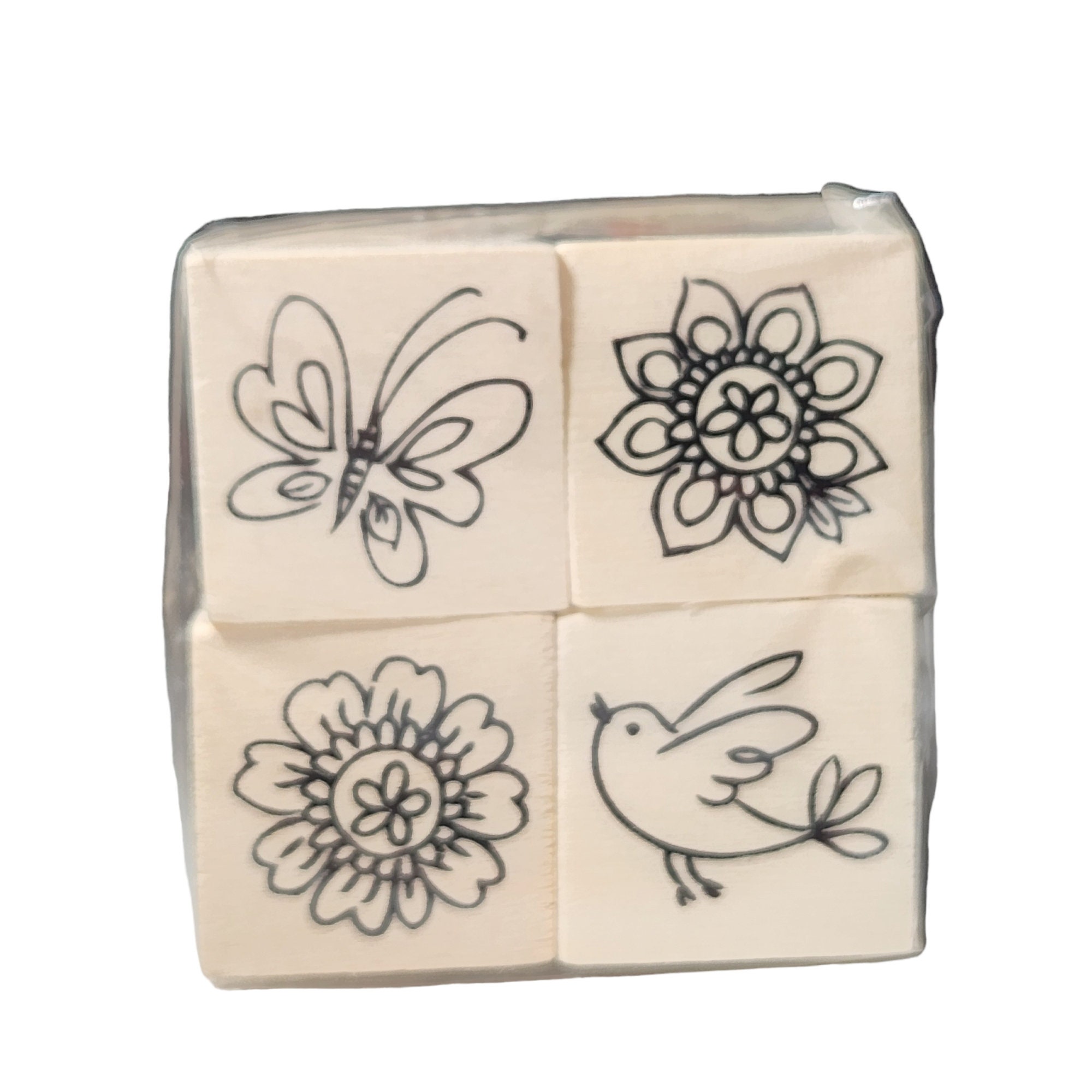 Recollections Mini 1 Inch Wood Mounted Rubber Stamps, Set of 4, Paper ...