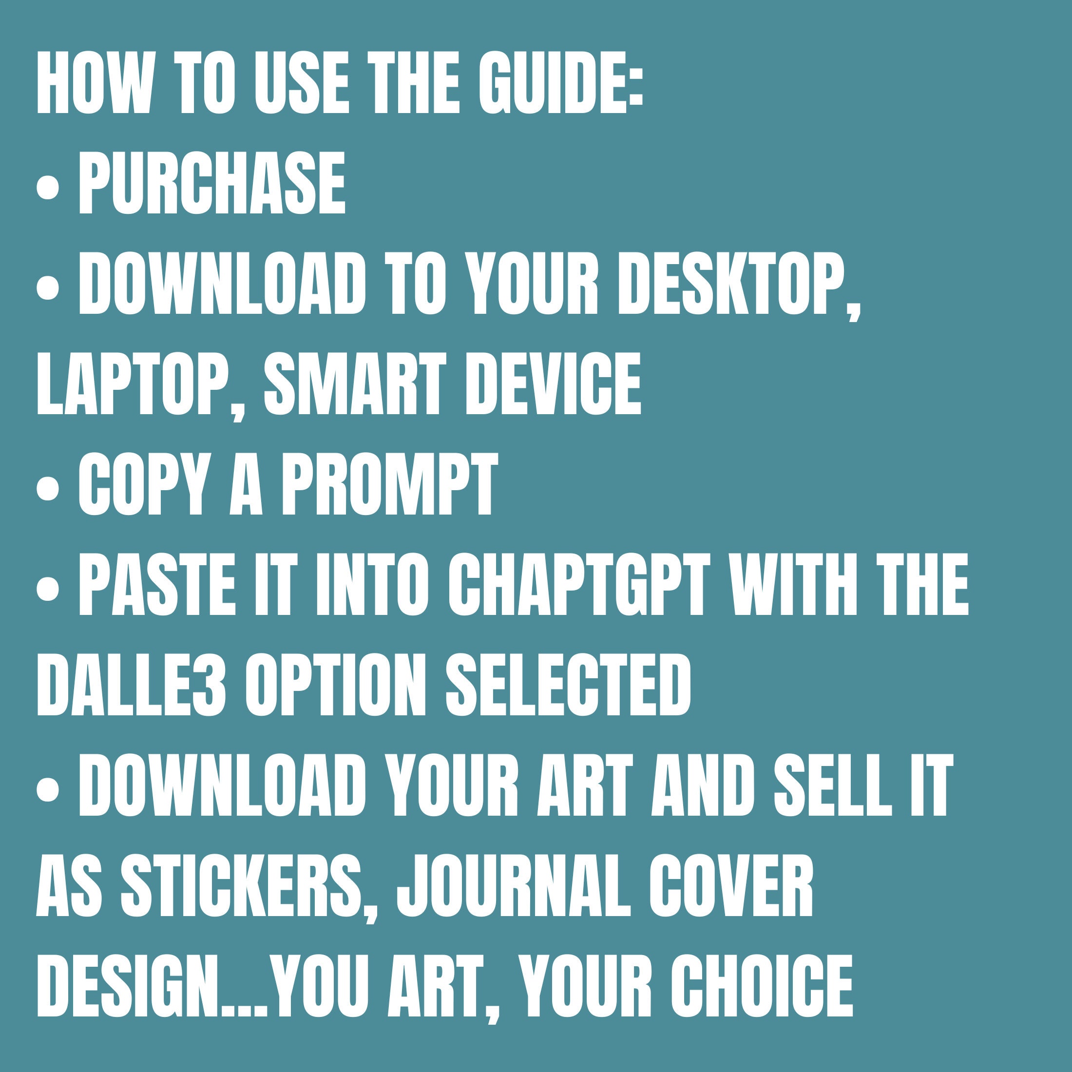 DALLE-3 Prompt Guide Loc 12 Prompts Digital Ai Art Commercial Rights ...