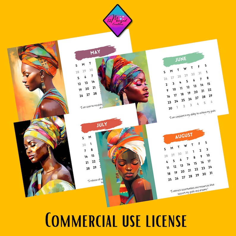 2024 Calendar African American Women in Headwraps Commercial Use ...