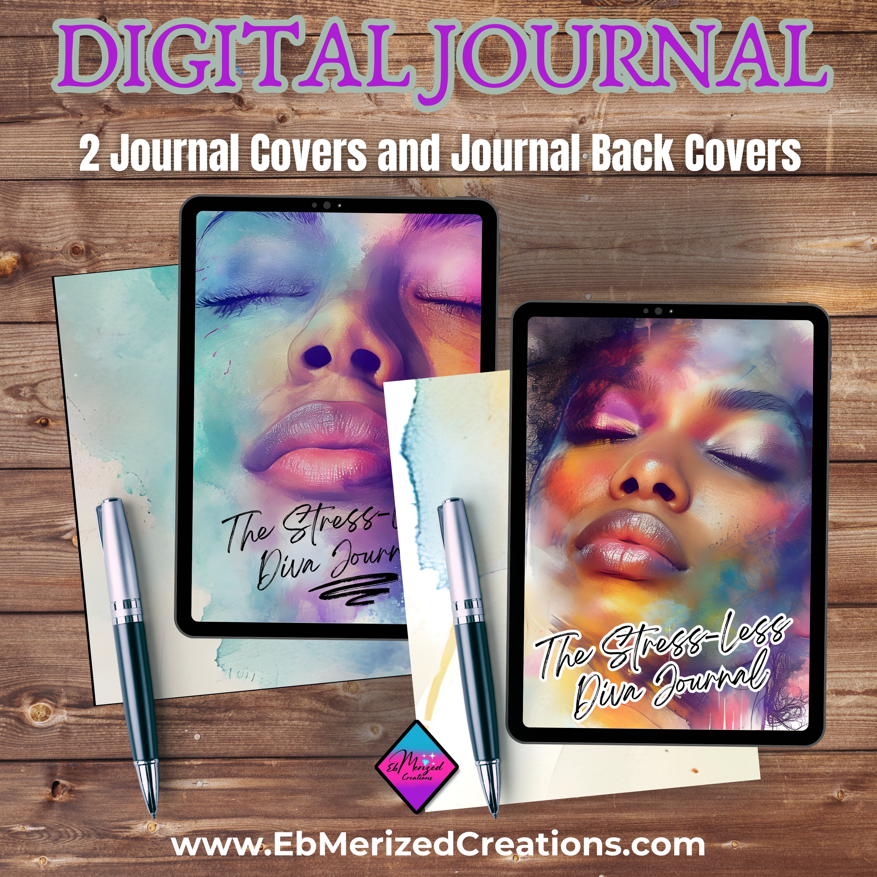 Digital Journal Planner Self-care African American Stress-less Diva ...