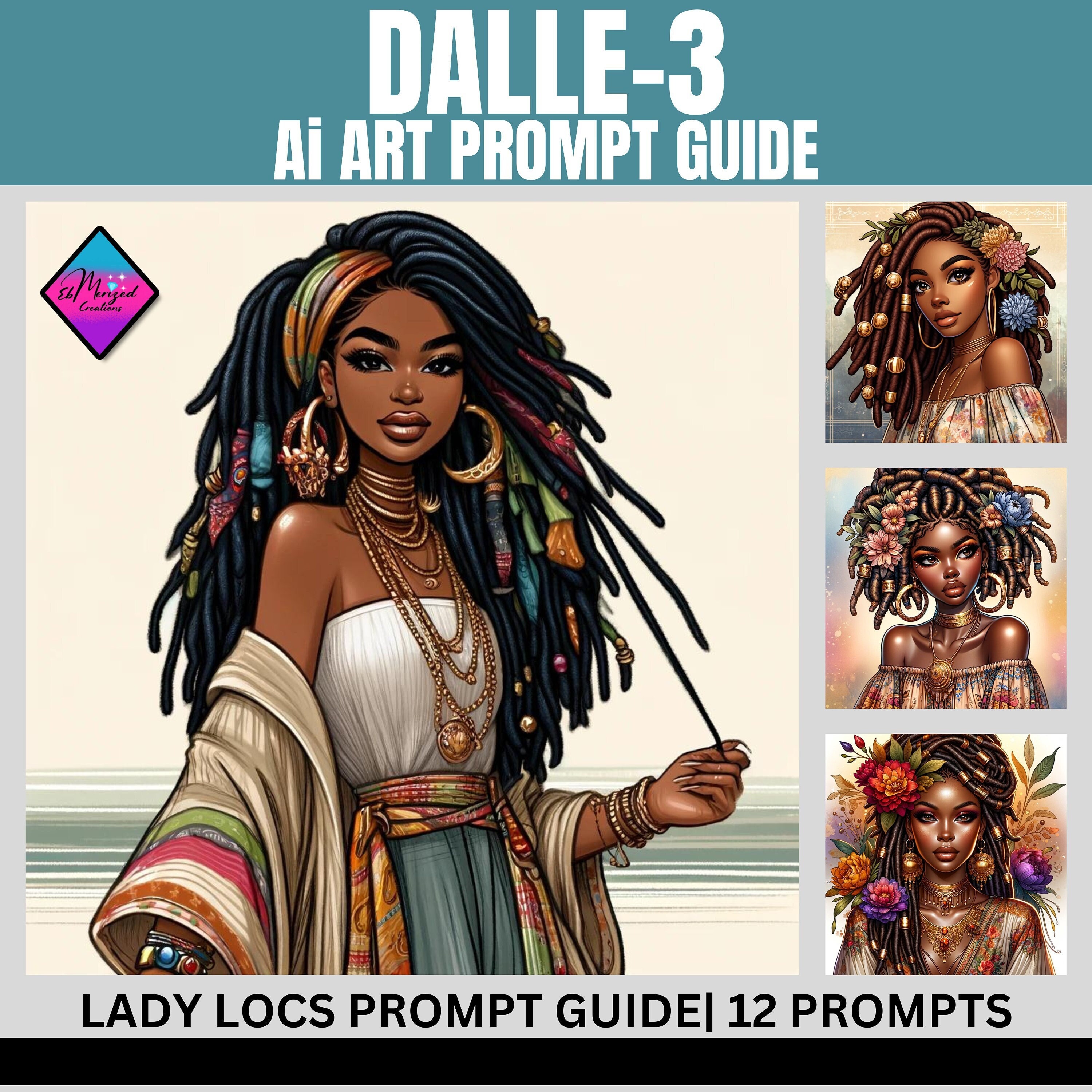 DALLE-3 Prompt Guide Loc 12 Prompts Digital Ai Art Commercial Rights Bohemian Woman Exclusive ...