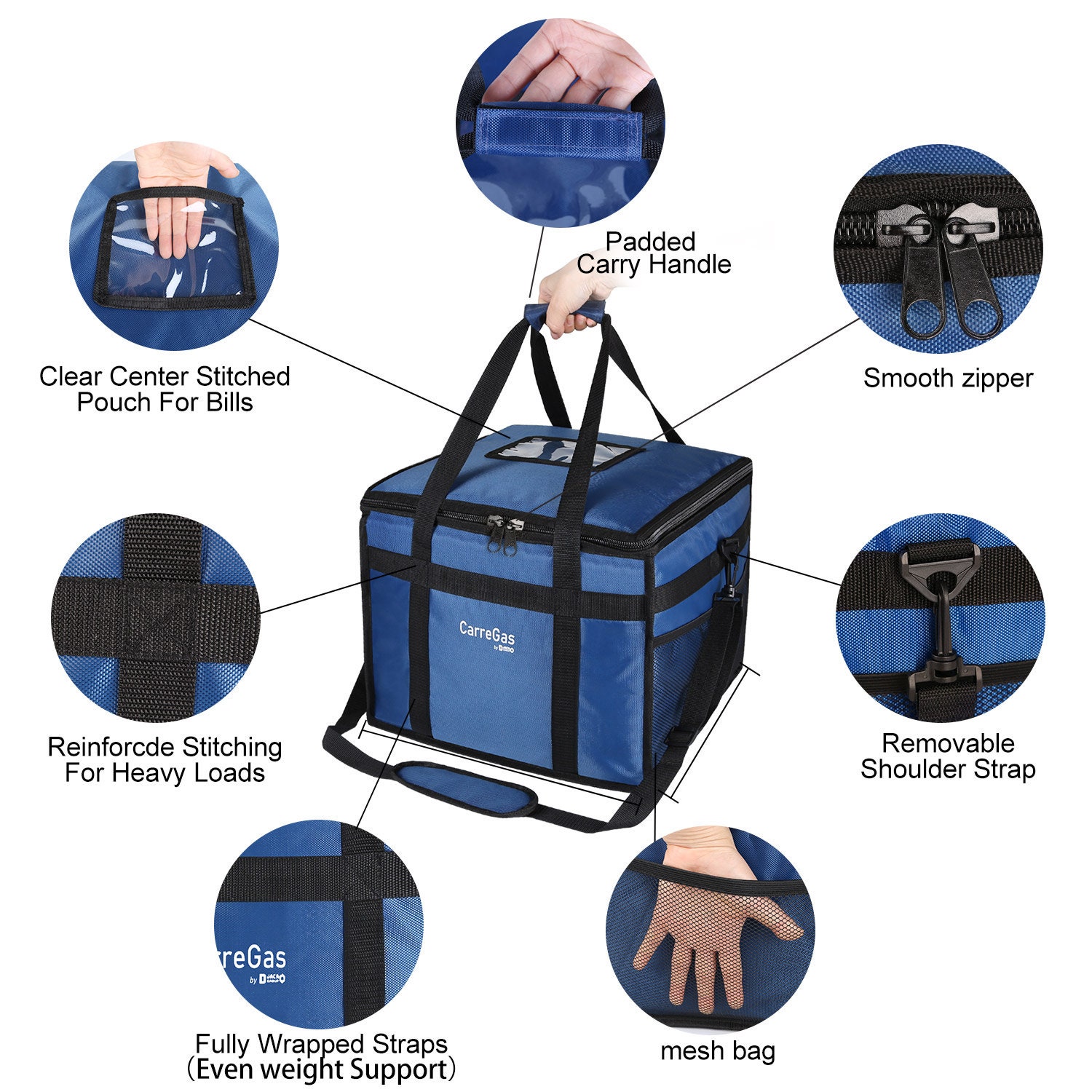 Hot Food Delivery Bag Insulated, Premium 38x38x32cm Takeaway Bags ...