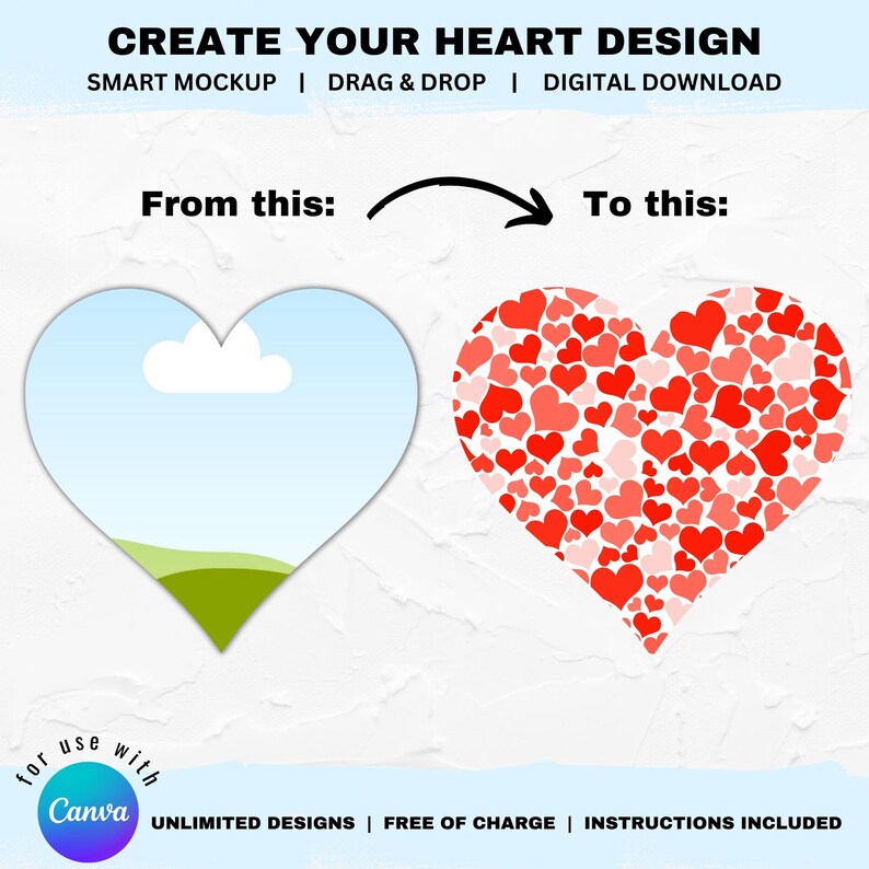 Heart Photo/video Mockup: Drag & Drop Canva Template (digital Download ...