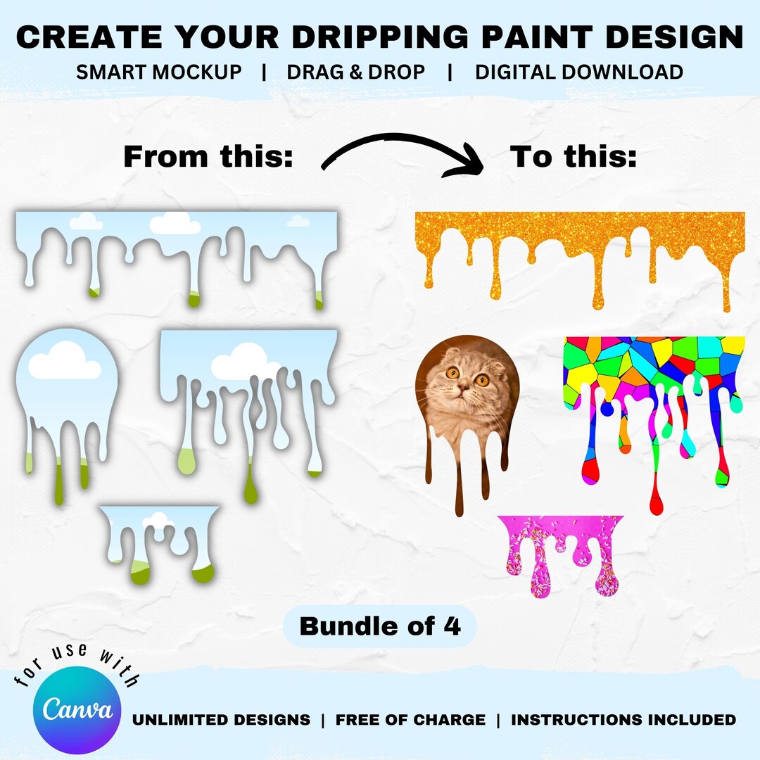 Dripping Paint Canva Mockup Bundle: Drag & Drop Photo/video Frame ...