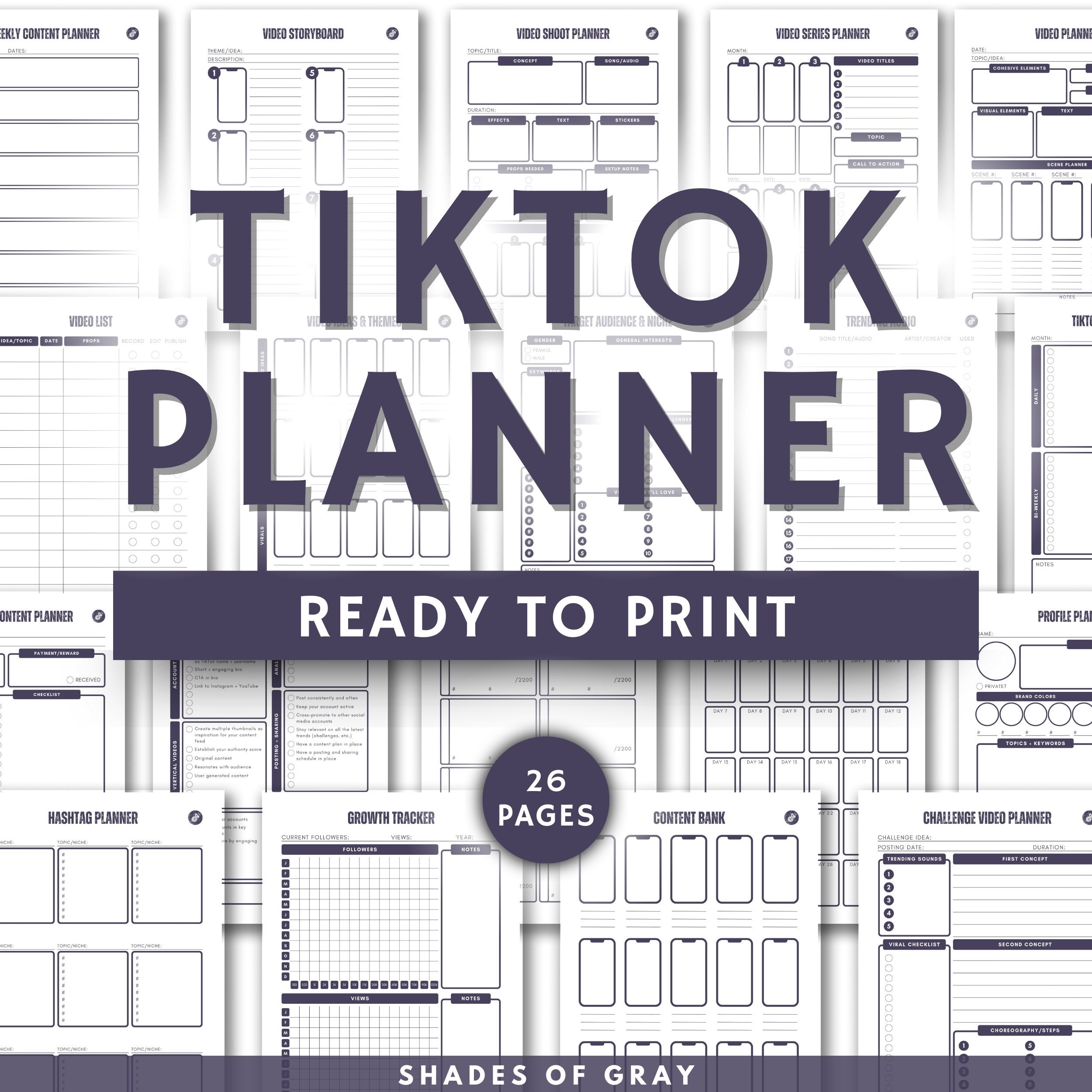Tiktok Content Planner Printable: Social Media Template (PDF) - Etsy