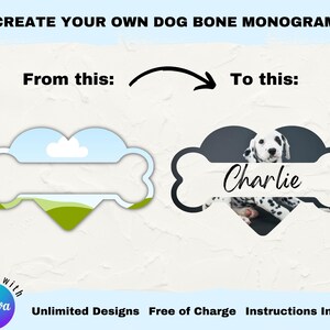 DOG BONE HEART Smart Mockup With Name Monogram to Fill With Your Photo ...