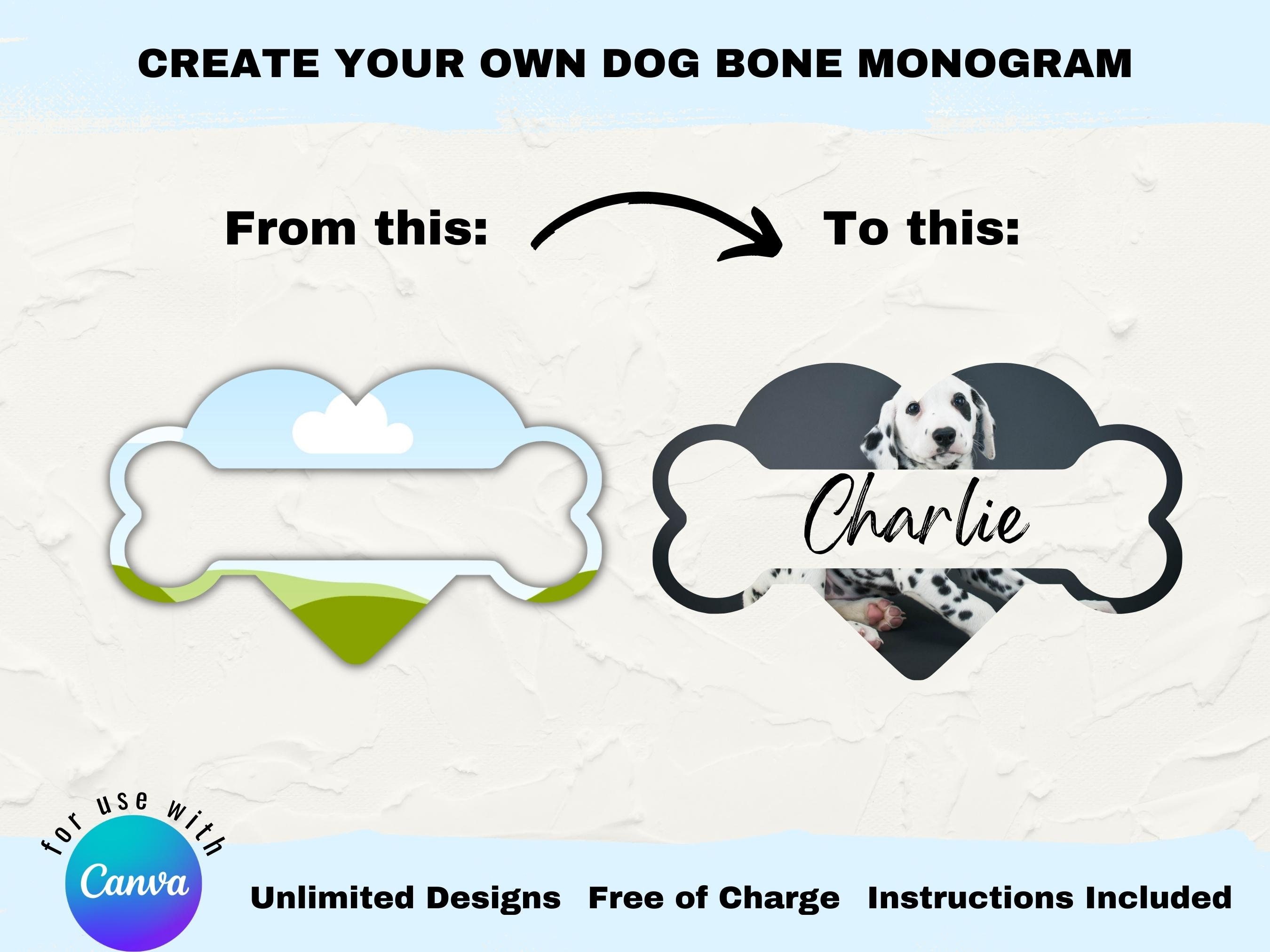 DOG BONE HEART Smart Mockup With Name Monogram to Fill With Your Photo ...
